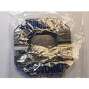 Edinburgh Scotland Metal Ashtray - Castle / Scottish Piper / Highland Cattle / Words in Blue Letters / Souvenir