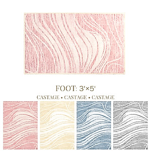 Castage Pink Rug 3’x5’,Washable Rugs for Bedroom Girls Living Room Entryway Kitchen Laundry Room,Modern Blush Small Boho Area Rug Abstract Non Slip Carpet Geometric