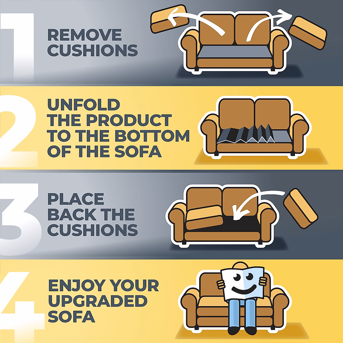 Golden Home Essentials XL 23.2in x 68in Couch Support for Sagging Cushions - Extra Wide Sofa Cushion Support Board - 0.4in Saggy Couch Cushion Support for Sagging Seat - Sagging Couch Support Board