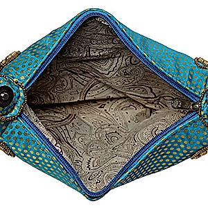 Shop LC Acrylic Gemstone Beige Blue Potli Bag Zipper Closure Pearl Studded Purses Summer Clutch Bag for Women