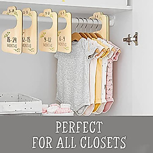 TOBETOPTOOLER 8 Pcs Baby Closet Dividers Nursery Baby Closet Hanger Organizer Wood Double Sided Baby Clothes Dividers from Newborn to 24 Months (Burlywood)