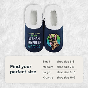 Snoozies Pairable Slipper Socks - Funny House Slippers for Women, Non-Slip Fuzzy Slipper Socks - German Shephard - Large