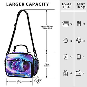 Kcldeci Wolf Galaxy Insulated Lunch Bag for Women/Men Galaxy Wolf Reusable Lunch Box for Office Work School Picnic Beach - Leakproof Cooler Tote Bag Freezable Lunch Bag