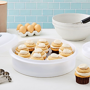 Juvale Round Dessert Carrier with Lid and Handle, 12 Inch Container for Cheesecake, Pie, Cupcakes (White, 12x4in)