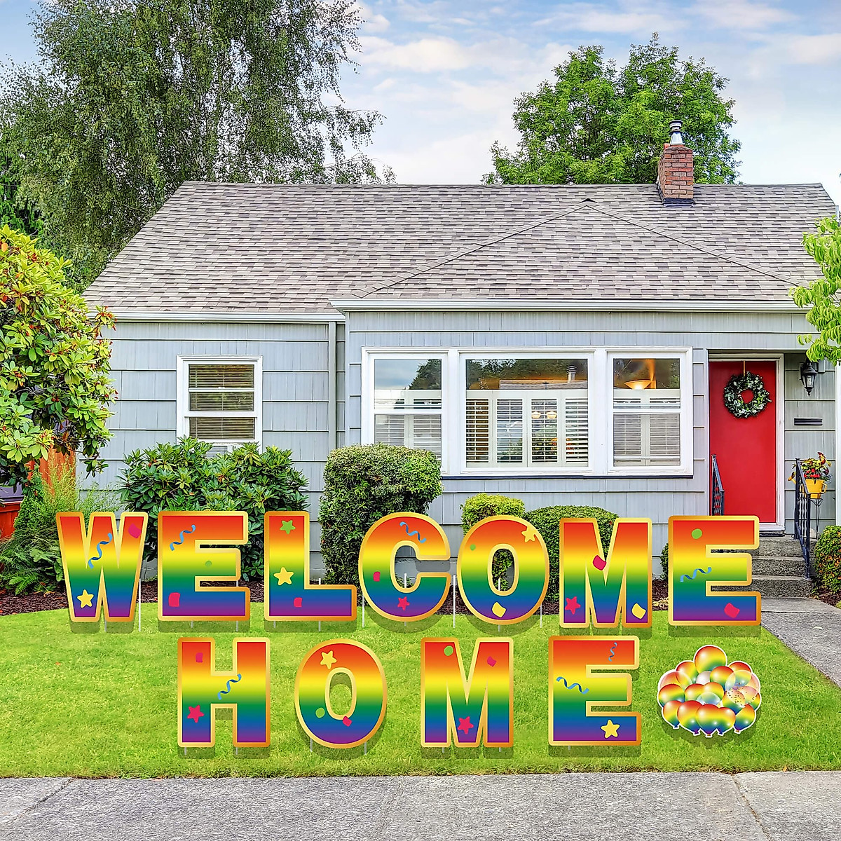 Welcome Home Yard Sign with Stakes – Outdoor Welcome Home Decorations Suitable for Family Party Supplies – Set of 12