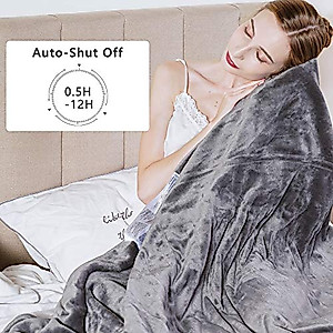 Sunvivi Heated Blanket King Size, Heating Electric Throw Blanket Dual Control, 5 Years Warranty, 10 Heat Settings, 12 Hours Auto Off, Machine Washable, ETL Certified, Overheating Protection, Grey