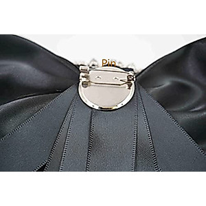 black Ribbon brooch pins for women rhinestone Crystal bow brooch black for Men/Women Pre-Tied Neck Tie BowTie Patriotic jabot Collar for Christmas Decoration (black/J20)