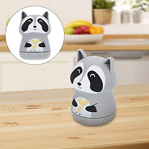 Raccoon Kitchen Timer Cooking Timepiece: Manual Mechanical Timer 60 Minutes Cute Cartoon Animal Shape Countdown Clock Portable Alarm Clock Kitchen Cooking Tool