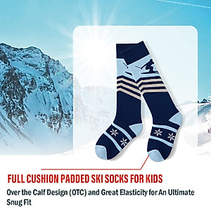 Lollisy Big Boys Ski Socks Kids Winter Warm Socks for Boys Girls Thick Thermal Skating Snowboarding Snow Socks 3 Pack Skiing 10-12 Years