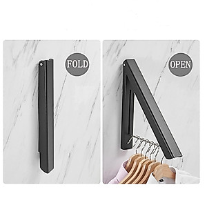 Laundry Drying Rack, Wall Mounted Retractable Clothes Hanger, Aluminium Home Storage Organization Space Savers for Home(2 Racks with Rod,Black)