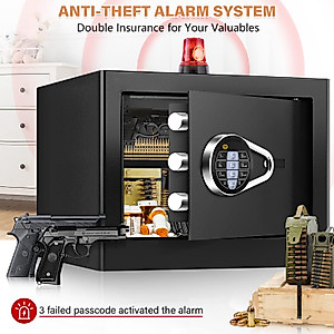 1.2 Cuft Fire Proof Safe Boxes for Home, Digital Home Security Safe Box with Fireproof Money Bag, Combio Keypad and Spare Keys, Personal Safe Fireproof Lock Box for Home Medicine Valuable Document