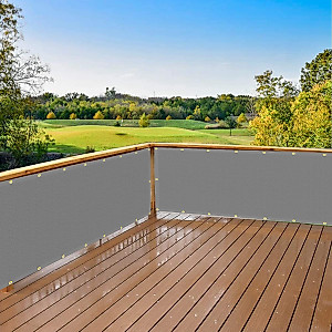 Vocray 3' x 16' Light Grey Balcony Privacy Screen Fence Cover UV Resistant Protection Heavy Duty for Deck, Patio, Backyard, Railing Shield, Cable Ties Included, 90%