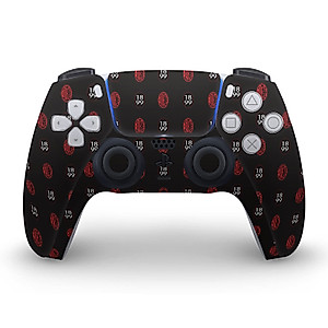 Head Case Designs Officially Licensed AC Milan Pattern Logo Art Vinyl Faceplate Sticker Gaming Skin Decal Cover Compatible With Sony PlayStation 5 PS5 Digital Edition Console and DualSense Controller