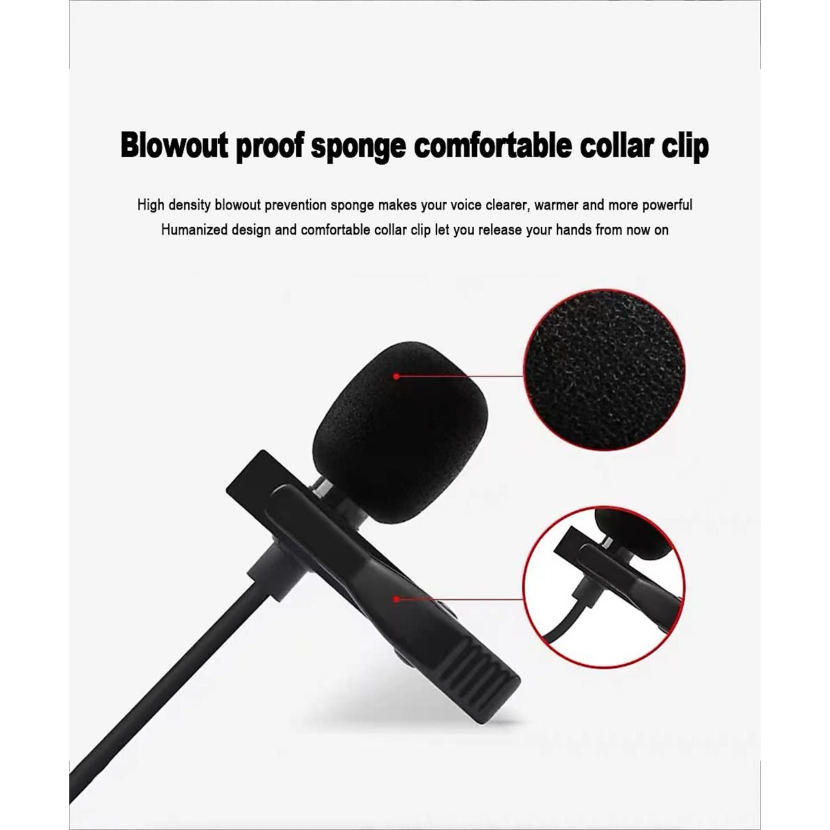 PewAs for USB Professional Lavalier Microphone for PC, Computer, Mac, Laptop, YouTube, Skype, Recording, Podcasting, Gaming Lavalier Microphone 【9.8ft】