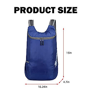 kingsea Foldable Backpack,Lightweight Packable High capacity Backpack for Travel Camping Hiking Outdoor Sports Daypack (Blue)