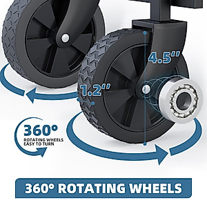 Collapsible Foldable Beach Wagon Carts with 360° Rotating Wheels for All Terrain, Utility Heavy Duty Folding Wagon with 300LBS Capacity for Grocery, Sand, Garden, Outdoor, Camping (Black)