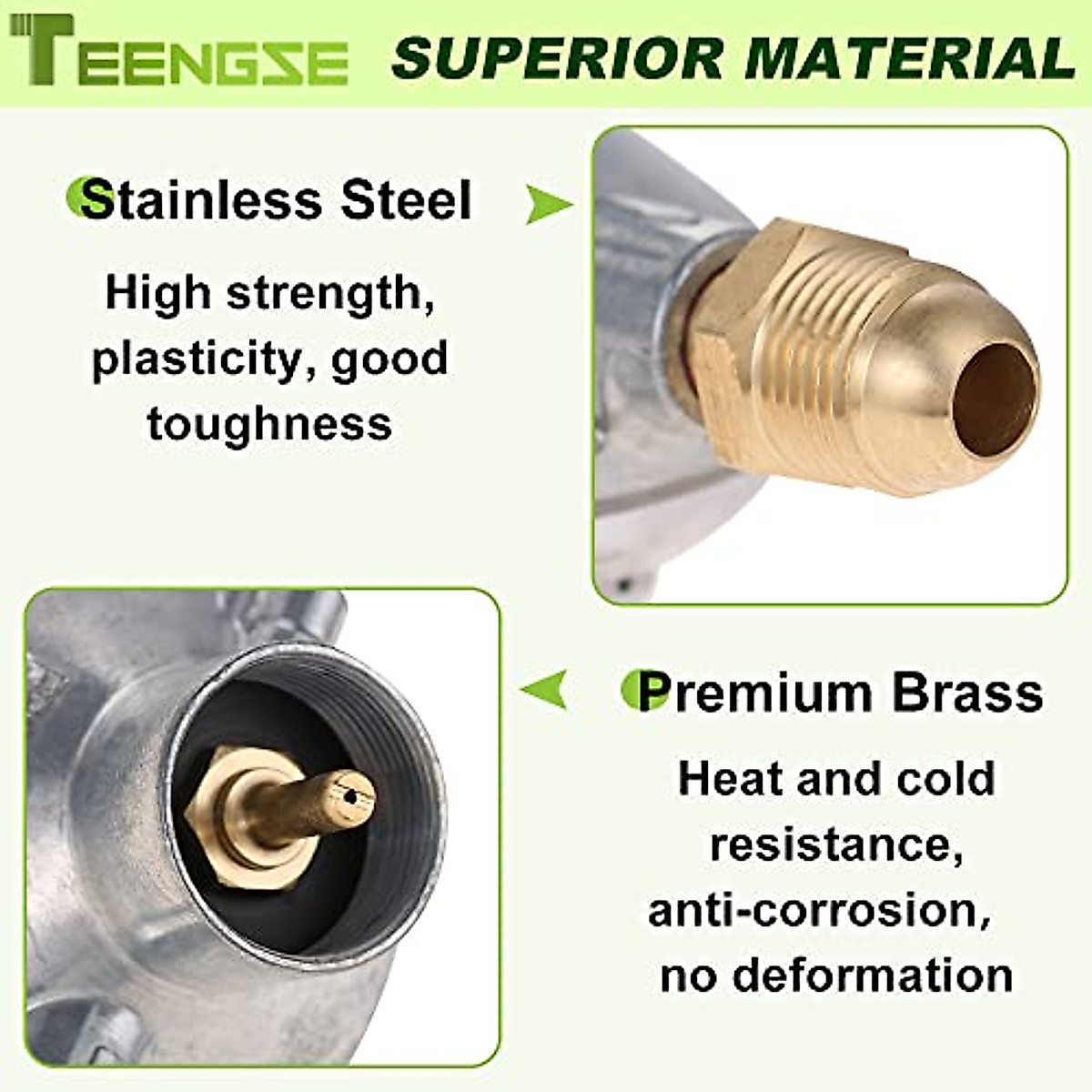 TEENGSE Propane Regulator Valve, Low Pressure Regulator with 3/8inch Male Flare Fitting for 1LB Standard Propane Tank and Extension Hose with 3/8inch Female Flare Fitting