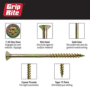 PRIMESOURCE 3GCS1 1LB 9X3 CONST Screw, 9 by 3", Gold