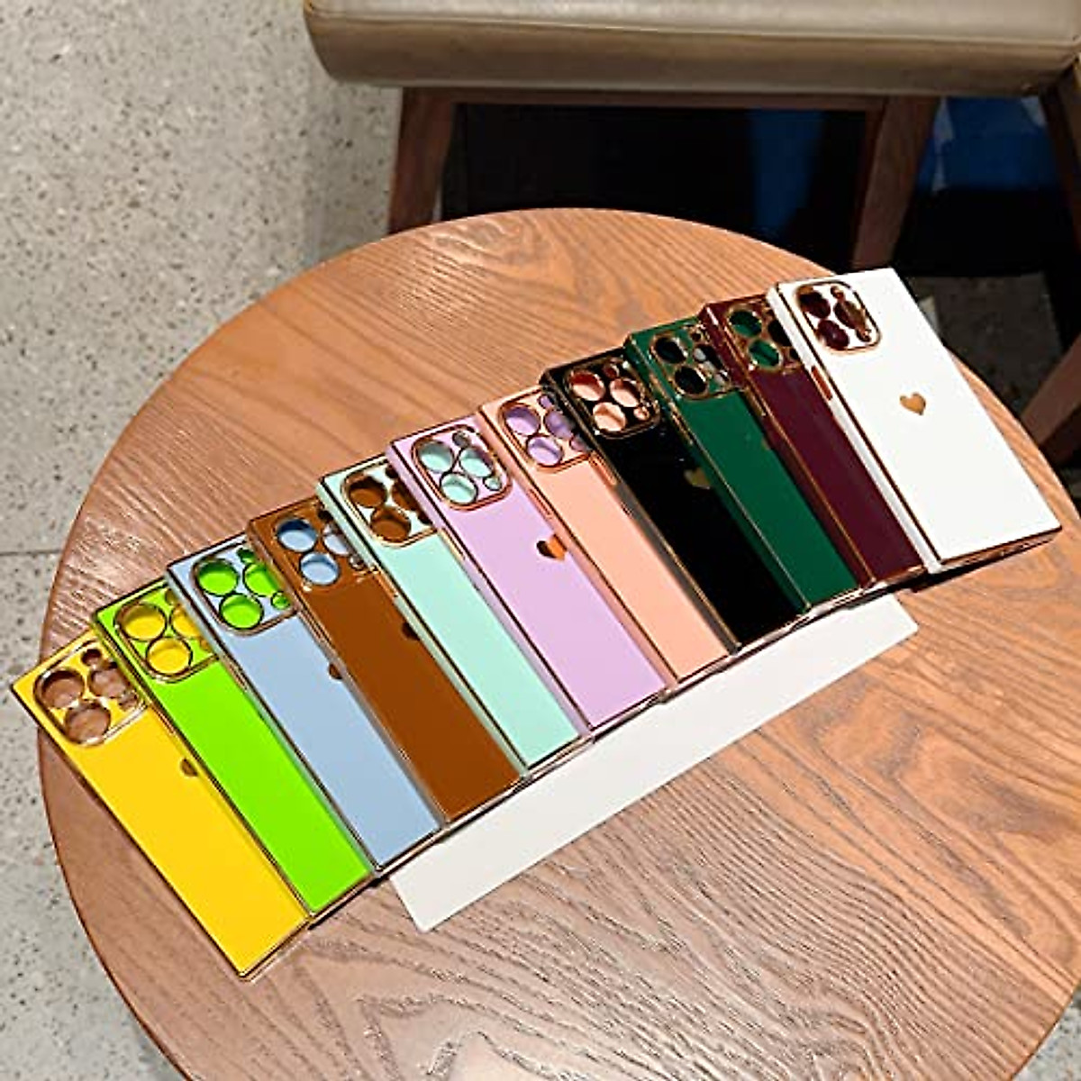 Tzomsze Square iPhone 14 Pro Case, Cute Cases Full Camera Protection, Reinforced Corners TPU Cushion Shockproof Edge Bumper Cover iPhone 14 Pro Phone Case [6.1 inches] -Purple