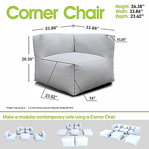 OPEAK Patio Furniture Set Bean Bag Corner Chair Outdoor Sectional Conversation Patio Chair Daybed Furniture Outdoor Sofa Couch High Density Foam Filling Modern Comfy Patio Couch (Light Gray)