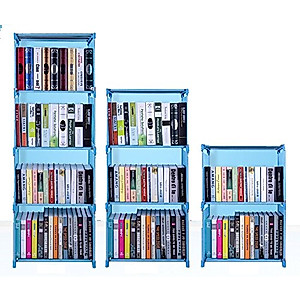 Hosmat 9-Cube DIY Children's Bookcase 30 inch Adjustable Bookshelf Organizer Shelves Unit, Folding Storage Shelves Unit (Blue_9 Cubes)
