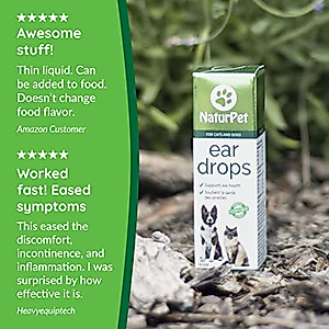 NaturPet Ear Drops for Dogs & Cats | Use for Cleaning, Prior to Swimming, Stinky, Smelly Ears, Itchy Ears | All Natural Herbal Drops 10mL