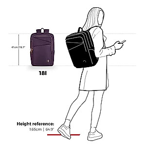 Swissdigital Design Katy Rose Laptop Backpack For Women，College Bookbags With USB Charging Port，Large Capacity Computer Backpacks For Work Business Purple(SD1006F-46)