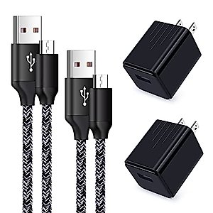 Android Charger, Android Phone Charger Micro USB Charger Cord Fast Charging Cable 6 ft Long with Wall Charger Block Plug for Samsung Galaxy S6 S7 J3 J7 Note 5,LG Stylo 2 3 Plus,Tablet,Kindle Fire