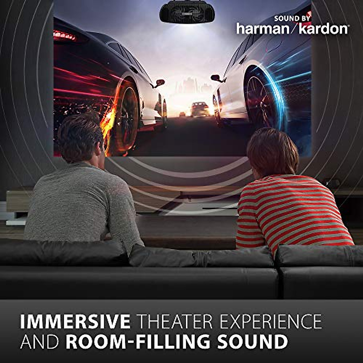 ViewSonic Smart LED 4K Projector with Dual Harman Kardon Speakers 125% Rec 709 3D Ready Frame Interpolation Technology for Home Theater (X100-4K)