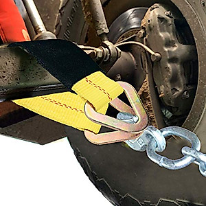Robbor Axle Strap with D-Ring and Protective Sleeve 36 in. x 2 in Axle Tie Down Straps Offer 3333 Lb. Capacity (WLL) 10,000 Breaking Strength Heavy Duty Car Axle Tow Straps