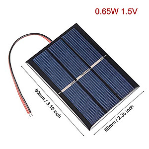 uxcell 5Pcs 0.65W 1.5V Small Solar Panel Module DIY Polysilicon with 145mm Wire for Toys Charger