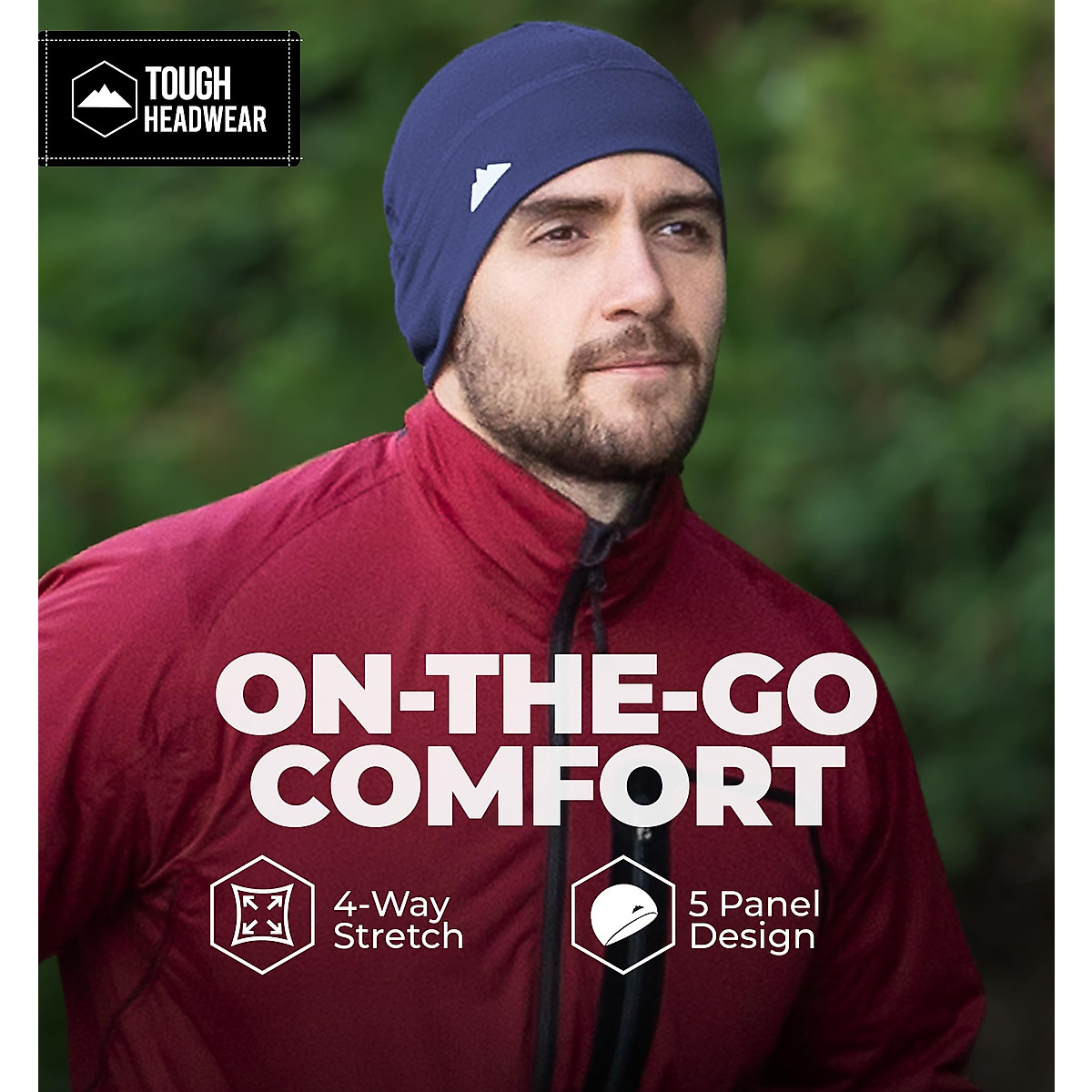 Tough Headwear Skull Cap - Skull Caps for Men and Women - Motorcycle Bike or Football Helmet Liner - Warm Mens Womens Head Liners - Winter Running Beanie Hat - Navy Blue