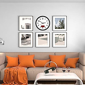 KWANWA 14 Inch Wall Clock with 1.34 inch LED Digital Time/Temperature Display, Battery Powered