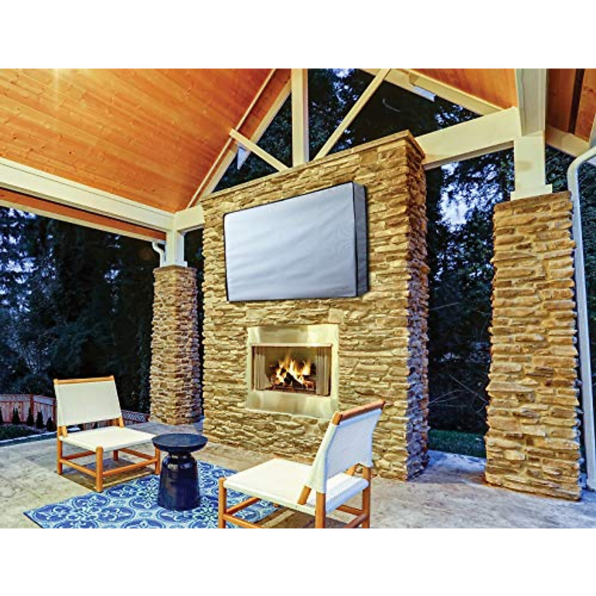 Outdoor TV Cover - 40 / 42 / 43 inch Grey Weatherproof & Waterproof Universal Television Protector for Flat Screen LED, LCD TV Screens w/ Sealed Fit & Remote Storage - Fits Standard Mounts & Stands