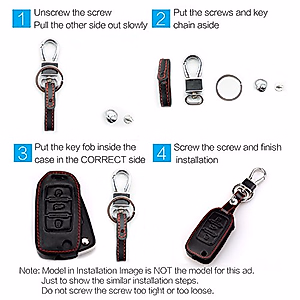 Compatible with fit for 2015-2016 Hyundai Genesis 2013-2015 Santa Fe 2014-2015 Equus 2015 Azera SY5DMFNA04 95440-4Z200 4 Buttons Leather Smart Keyless Entry Remote Control Key Fob Cover Case Protector