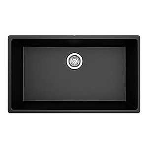 Karran QU-812 Undermount 32.5 in. Large Single Bowl Quartz Kitchen Sink in Black