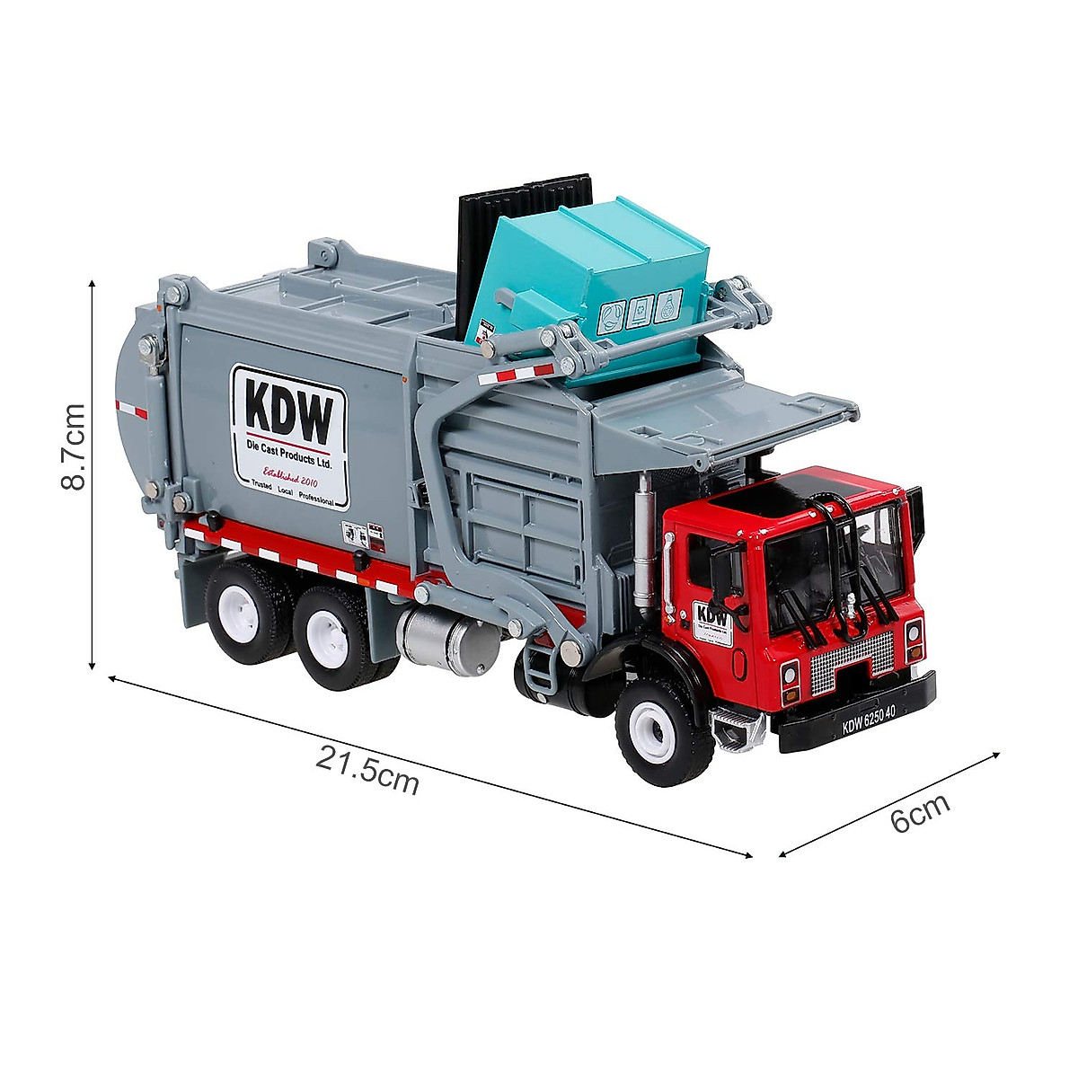 GoolRC Garbage Carrier Truck, 1:24 Alloy Diecast Barreled Waste Material Transporter Vehicle Model, Kids Toys for Boys Girls Birthday