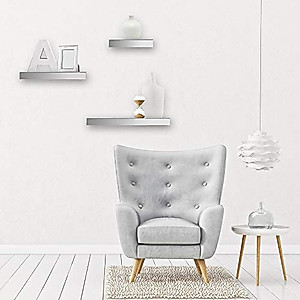 Mirrored Floating Shelf Ledge Set Silver Glam Modern Contemporary Transitional Glass Plastic Finish
