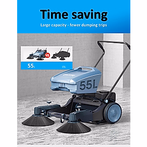 Industrial Sweeper,Floor Sweeper Manual,Street Sweeper,Just Walk and Push - 14.5 Gallon Capacity, 40.1" Sweeping Width, Sweeps 41500 Square Feet/Hour,for Shop/Workshop/Farm/Warehouse/Road (55)