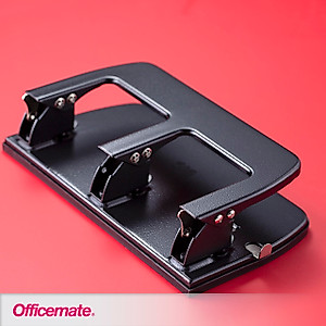 Officemate Medium Duty 3 Hole Punch with Ergonomic Handle, 30 Sheet Capacity, Black (90088)