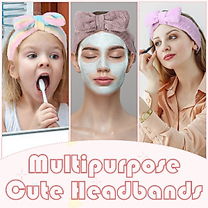 Yinder 40 Pack Bow Spa Headband Coral Fleece Makeup Headband Soft Face Wash Headband Cosmetic Skin Care Headbands Facial Head Wraps Cute Bow Head Bands for Women Girls Shower Supplies (Various Style)