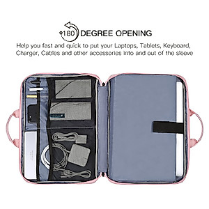 14 15 Inch Laptop Case Women Ladies Bag TSA Laptop Sleeve for MacBook Pro 14" M4/M3/M2/M1, Macbook Air 15 M4/M3, Dell XPS 15/Inspiron 14, Acer HP Lenovo ASUS Chromebook 14" Notebook Case Bag, Pink