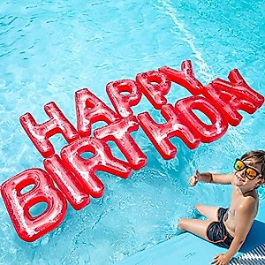 Pool Party Decorations Happy Birthday Pool Floats – Large Floating Letters Pool Party Decorations for Kids Birthday Party Decorations, Perfect for Summer Party Decor Birthday Banner Backdrop 