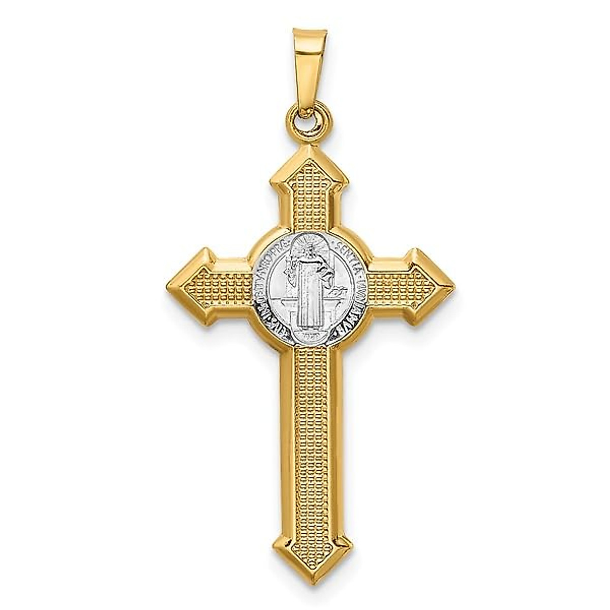 IceCarats 14K Yellow Gold Saint Benedict Medal Inri Lord Jesus Christ Crucifix Holy Cross Necklace Religious Pendant Charm Only