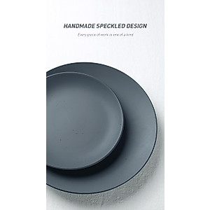 Famiware Moon Dinnerware Sets for 4, 12 Piece Stoneware Plates and Bowls Sets with Speckled Design, Matte Dish Set, Microwave and Dishwasher Safe, Charcoal