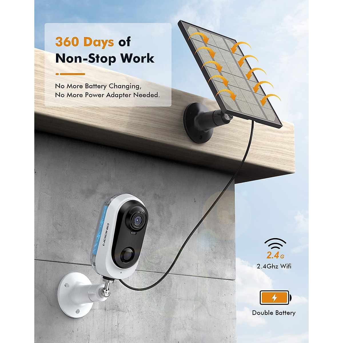 DIHOOM 2K/3MP Solar Camera Surveillance Exterieur for Home Security