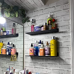 Veckle Bathroom Shelf, Floating Shelves Set of 4, Wall Mounted Modern Rustic Shelf Ledge, Metal Wall Shelve 15 in W x 4.5 in D, Black