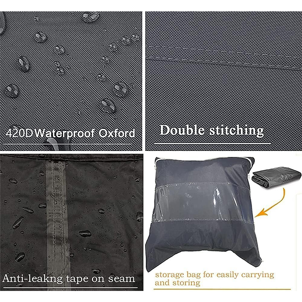 UCARE Curved Sofa Cover Outdoor Couch Sectional Protector Waterproof Half Moon Sofa Set Cover with Windproof Elastic Cord for Garden Lawn Indoor Grey (89.7x45.6x33.8in/228x116x86cm)