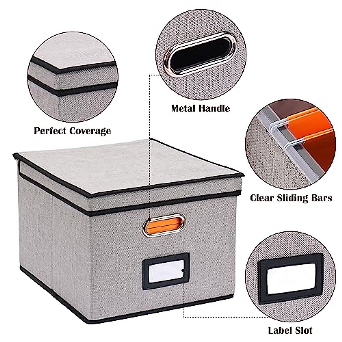 EOOUT File Organizer Box, 1pcs with Lid, Hanging File Folders, Letter Size, Foldable Document Organizer, Home Office, Gray