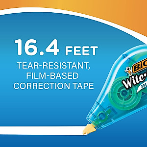 BIC Wite-Out Brand Mini Correction Tape, 16.4 Feet, 12-Count Pack of white Correction Tape, Compact Tape Office or School Supplies